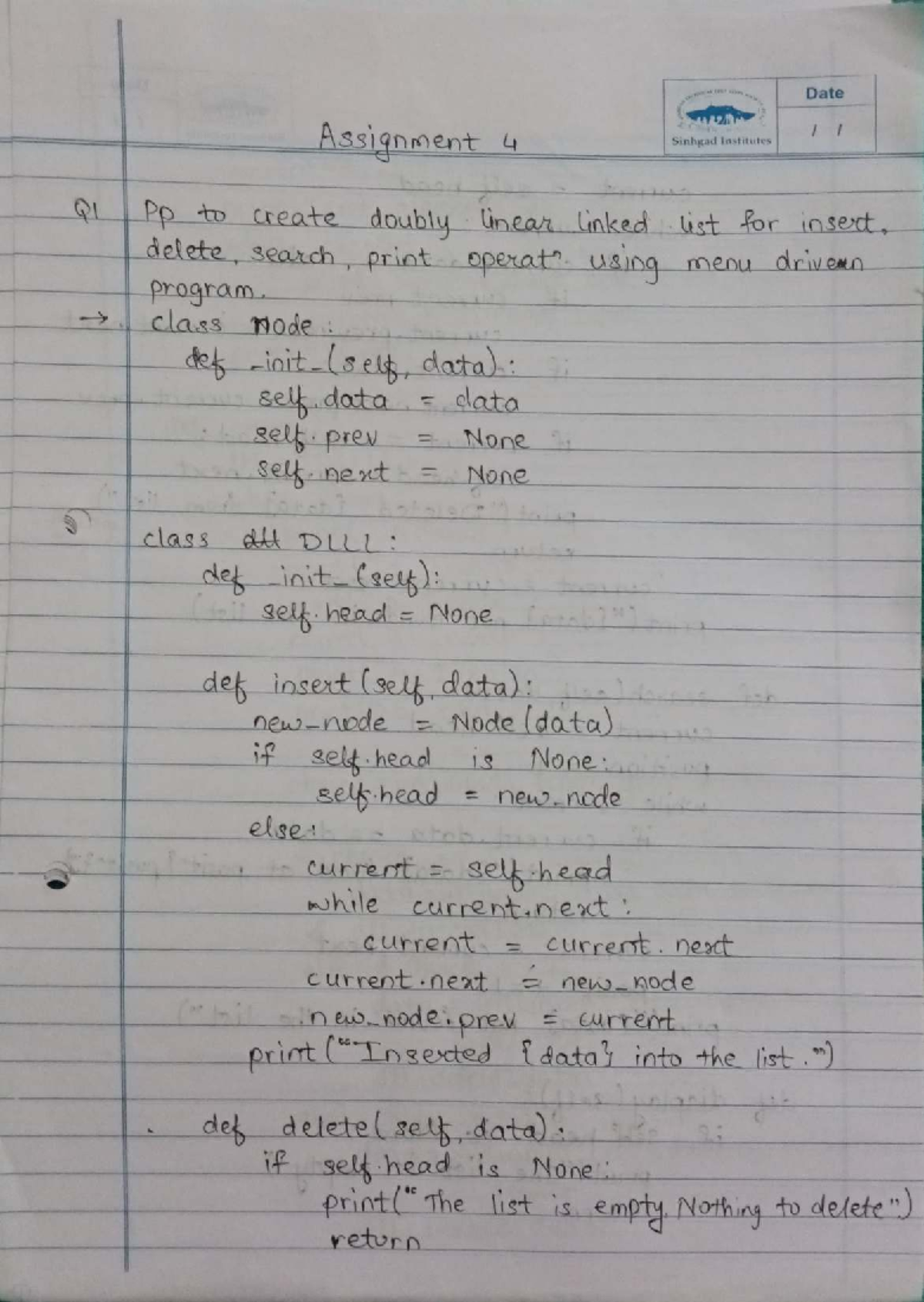 Dsa Assignment 4: Circular Linked List Operations and Implementation - Studocu