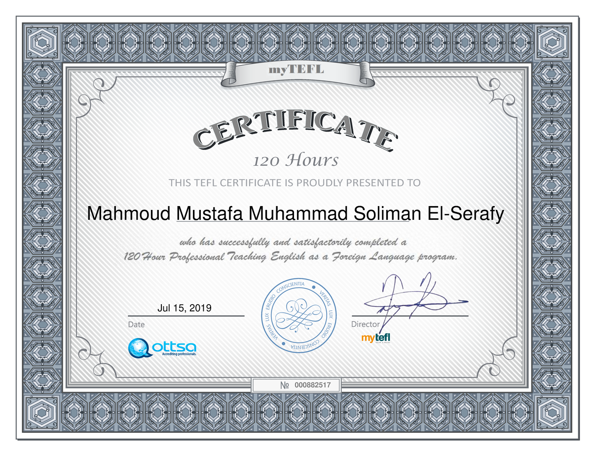 Mytefl certificate - V E R I T A S L U X E R U D I O C O N S IC AITNE V ...