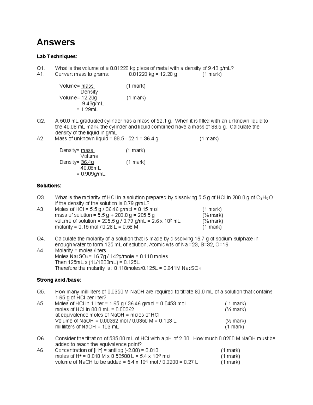 Practice Exam Answers for CHY 211-CKCH107 - Studocu