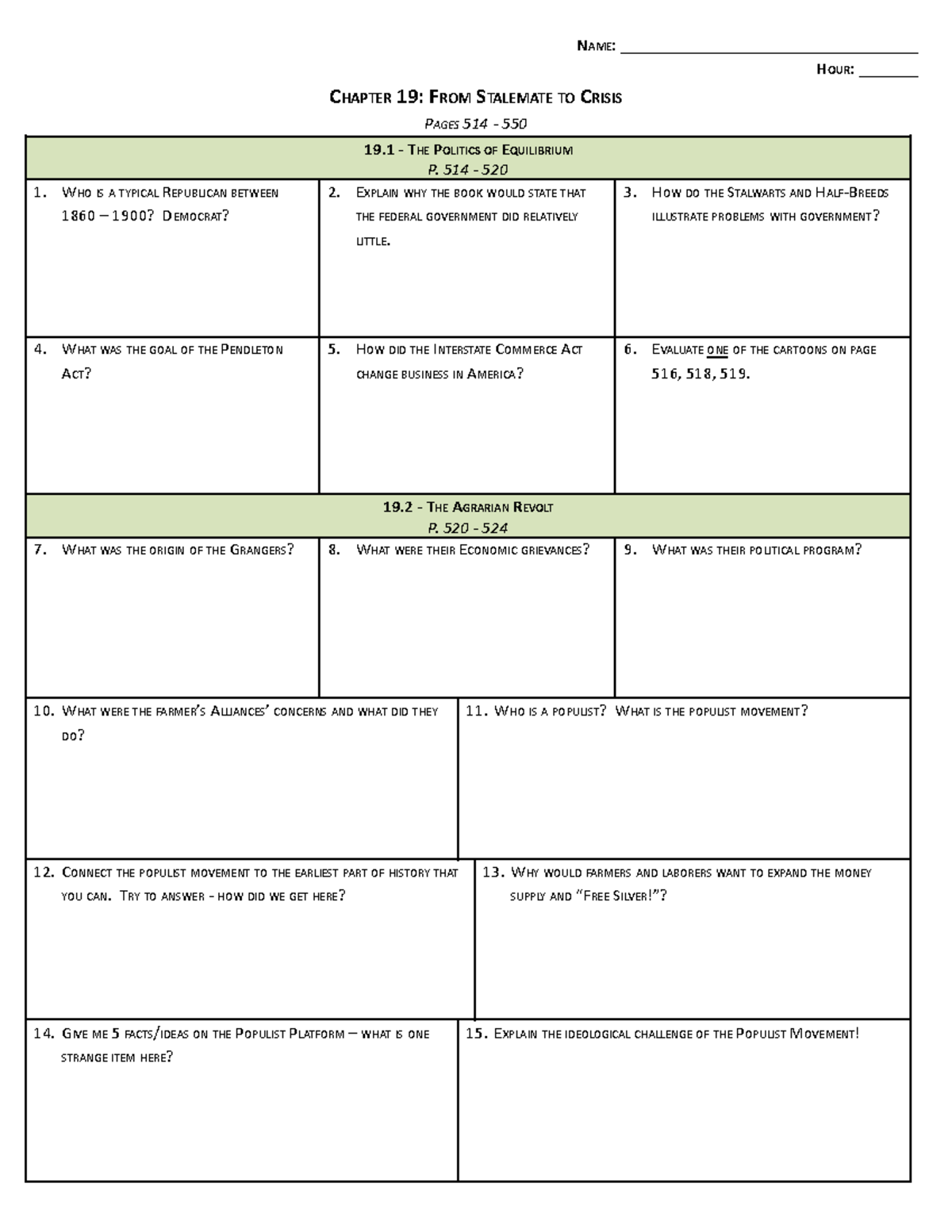 19 - Apush - Brinkley Chapter 19 Reading Guide - NAME