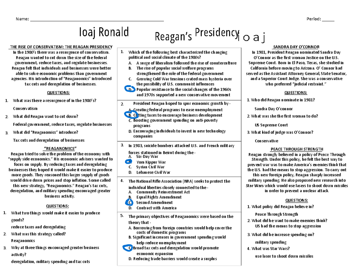 THE RISE OF CONSERVATISM: REAGAN'S PRESIDENCY (HIST 101) - Studocu