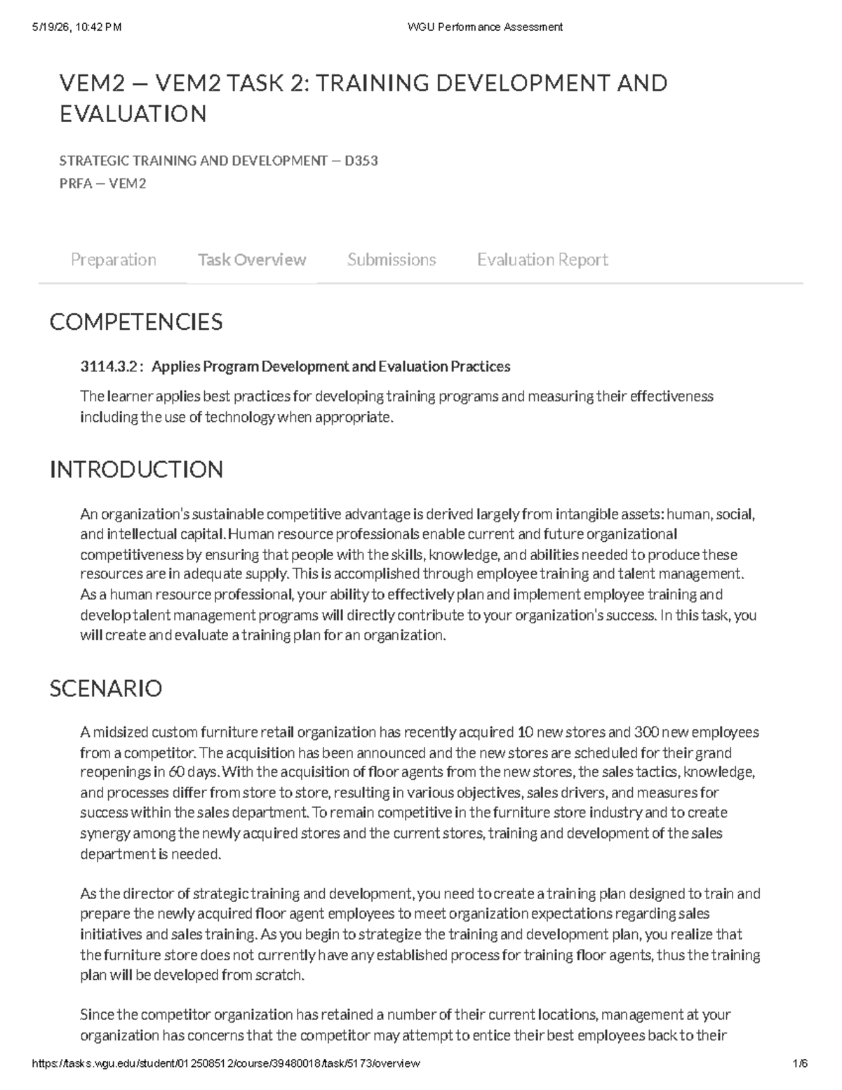 WGU D353 Performance Assessment: Training Development & Evaluation Task ...