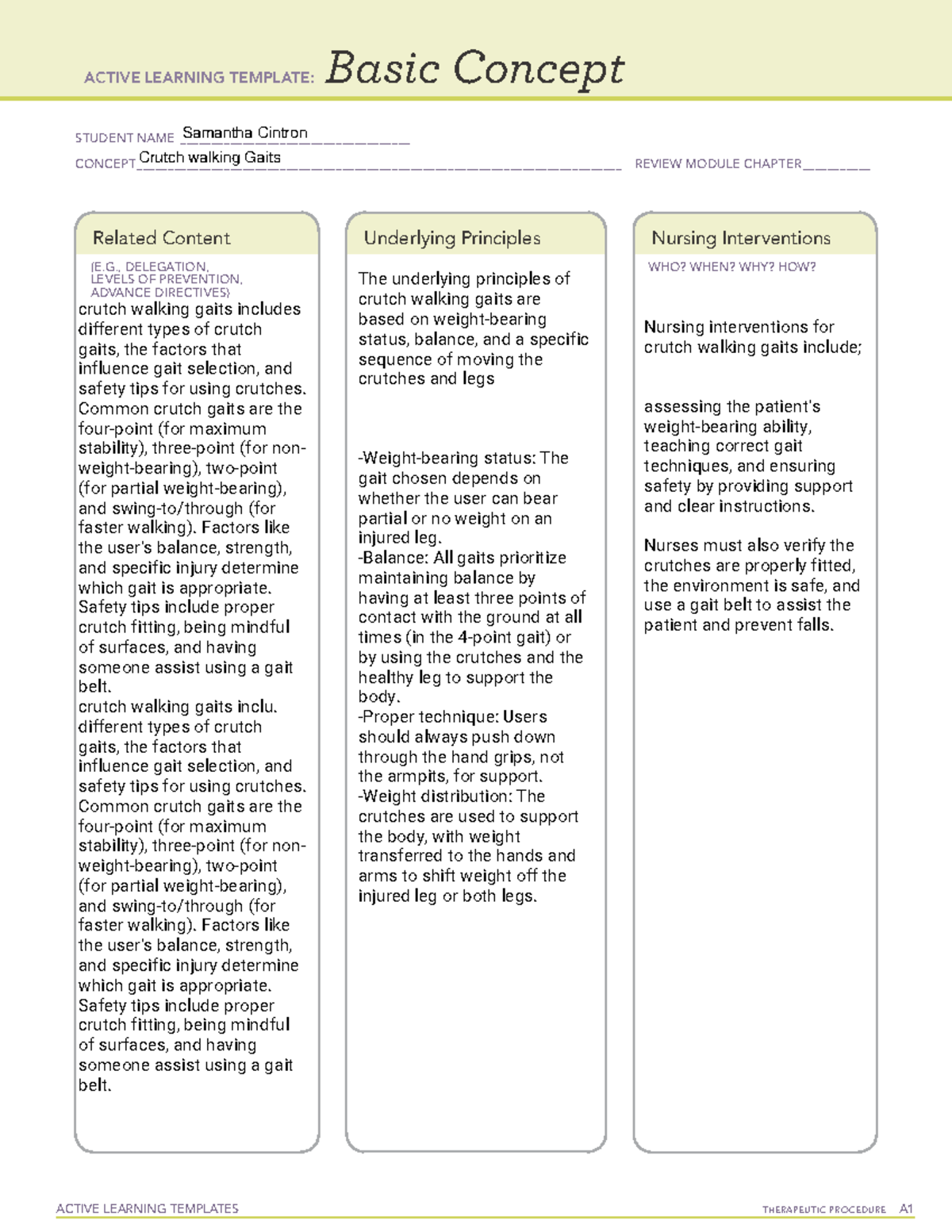 Crutch Walking Gaits: PN 101 Fundamentals Active Learning Template ...