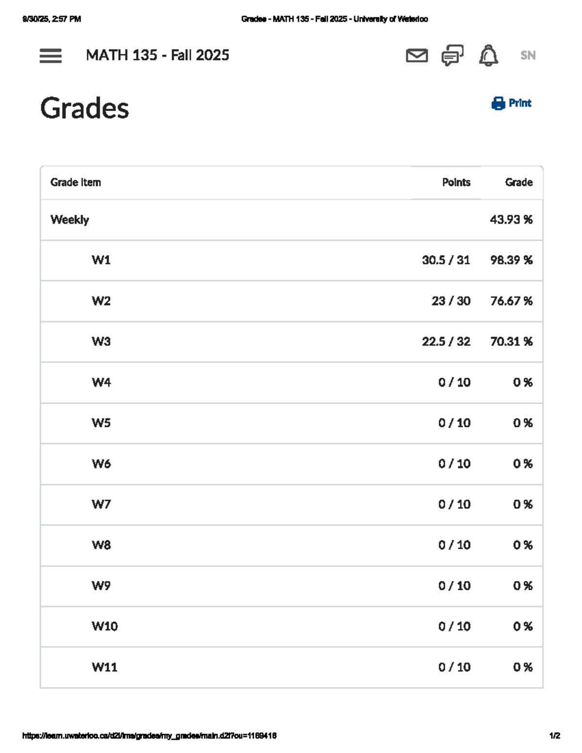 MATH 135 Fall 2025 - Course Notes and Grades Overview - Studocu