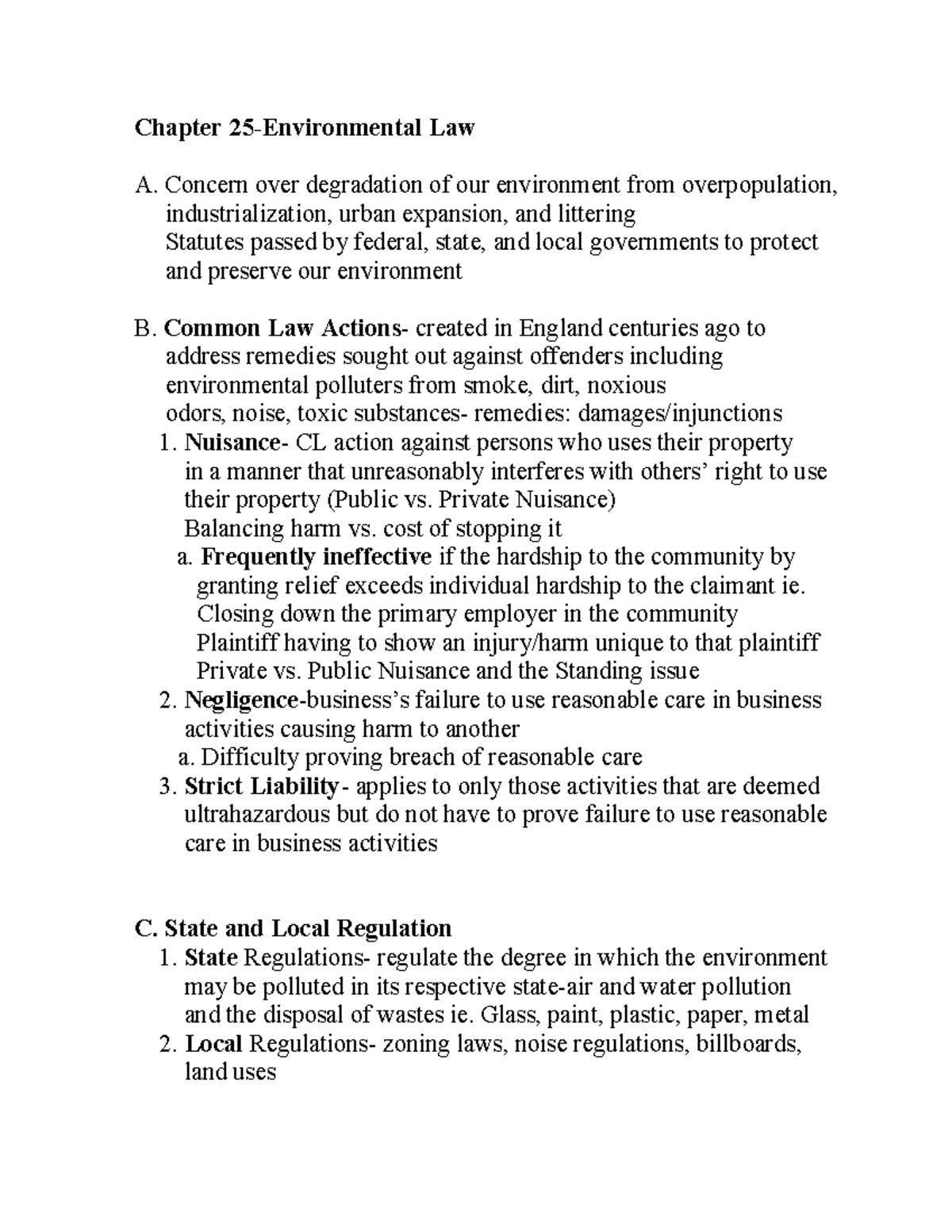 Environmental Law Overview and Key Regulations (Chapter 25) - Chapter ...