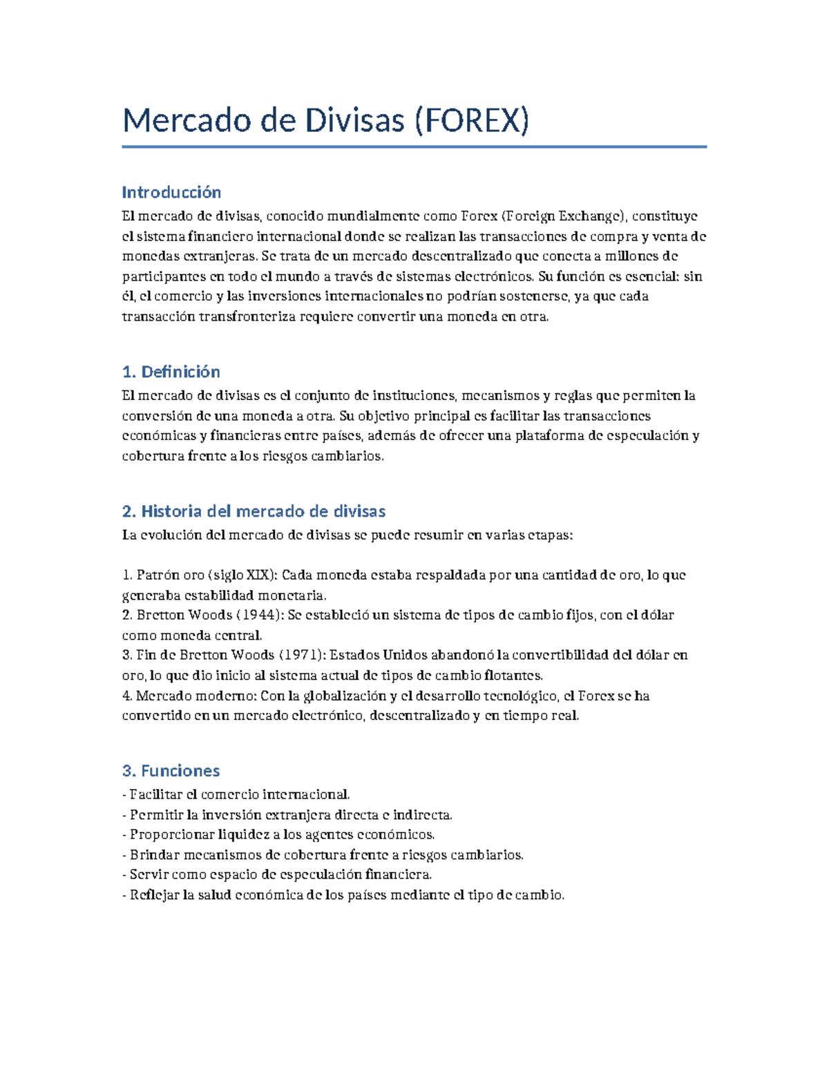 Mercado de Divisas (FOREX): Guía Completa y Ampliada - Studocu
