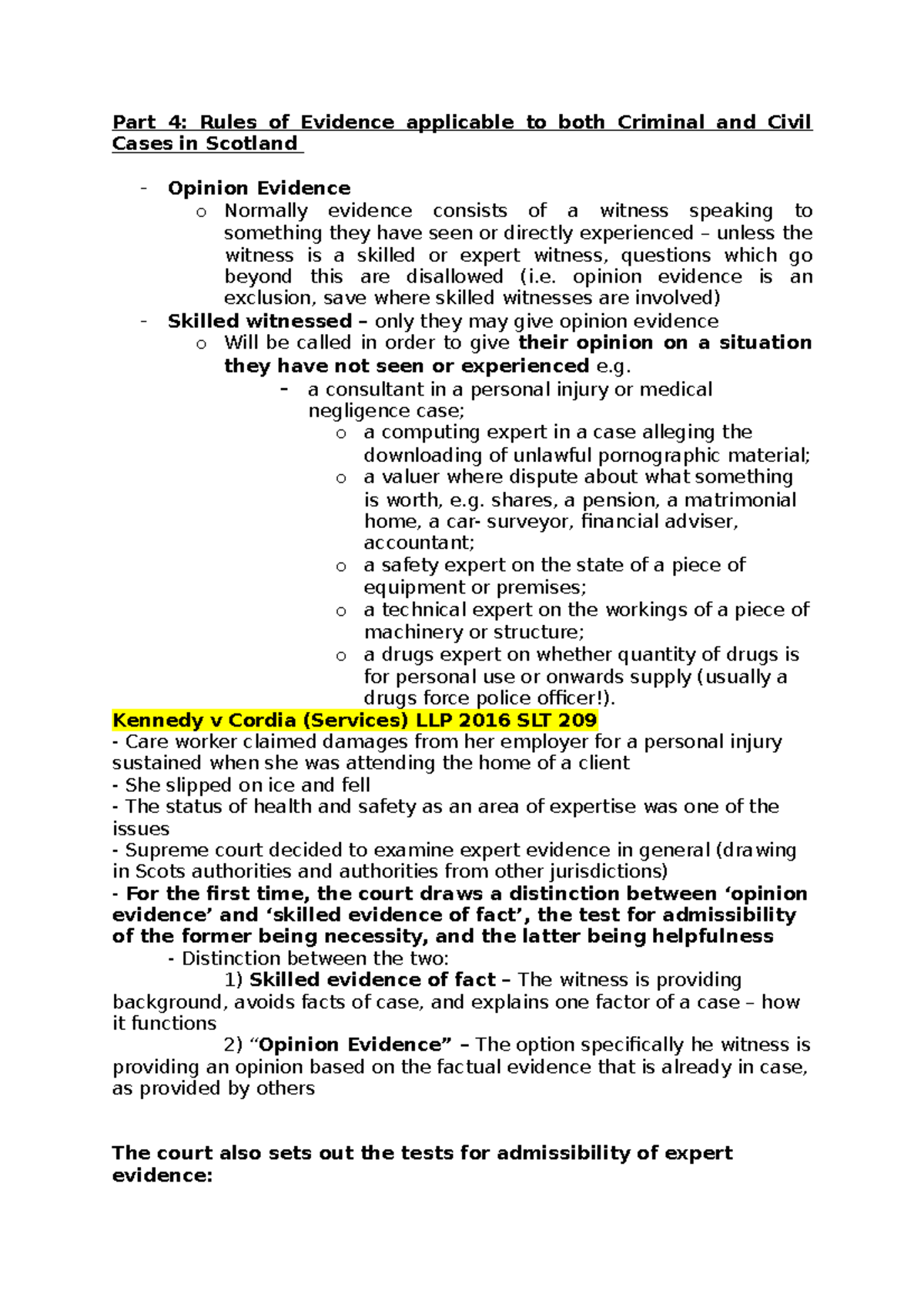 Evidence Tutorial 4 - Part 4: Rules of Evidence applicable to both ...