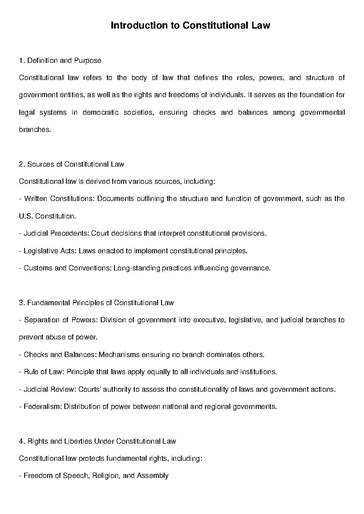 Constitutional Law Overview: Key Principles and Rights Explained - Studocu