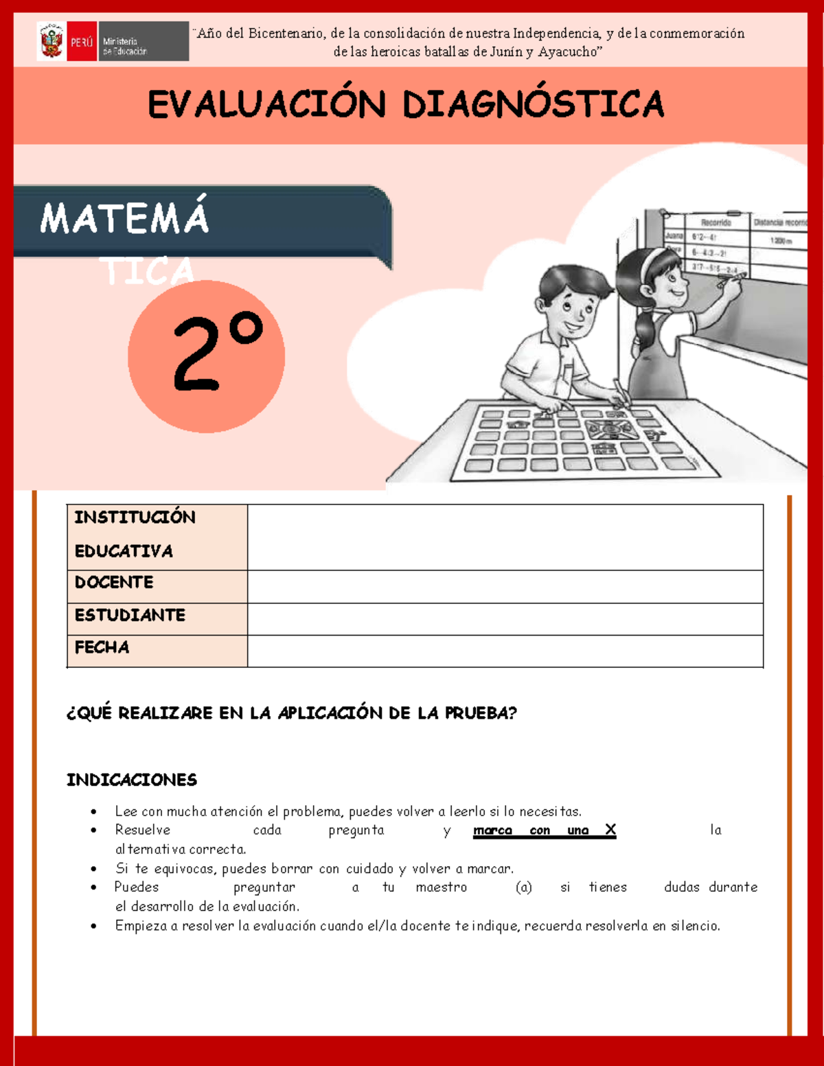 Evaluación Diagnóstica de Matemáticas 2 - 2024 - Studocu