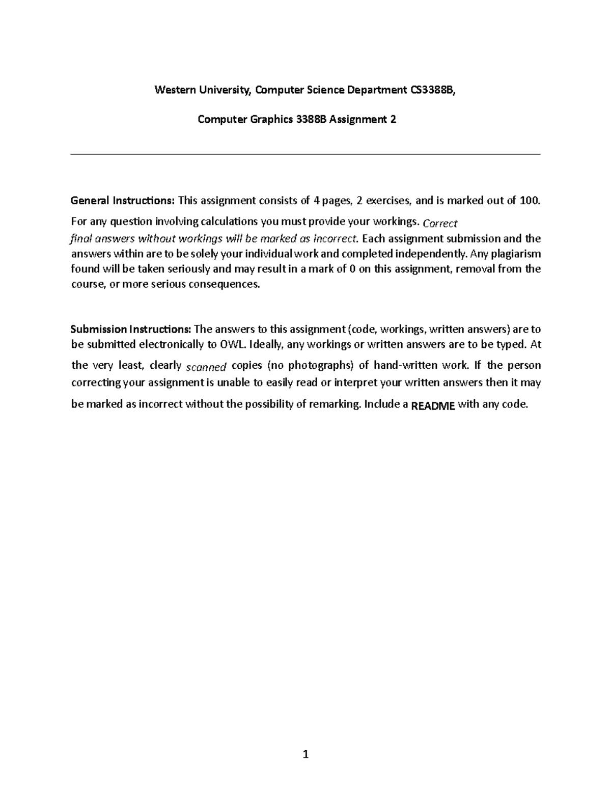 CS3388B - Computer Graphics Assignment 2 Instructions and Guidelines ...