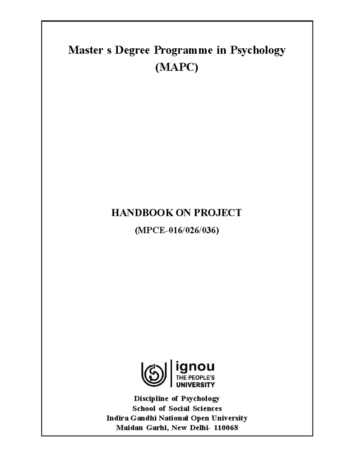 MAPC Project Handbook: Guidelines for Psychology Internships - Studocu