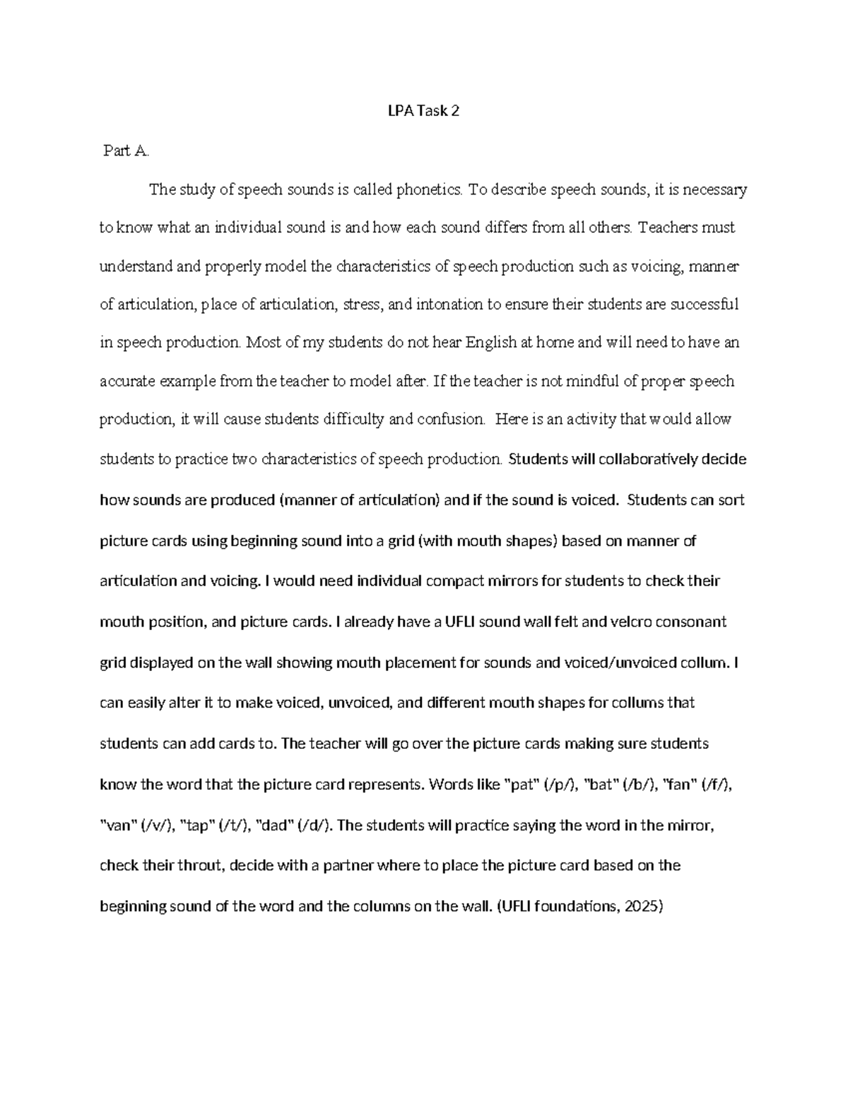 LPA 2025 Task 2: Phonetics & Phonemic Awareness Strategies - Studocu