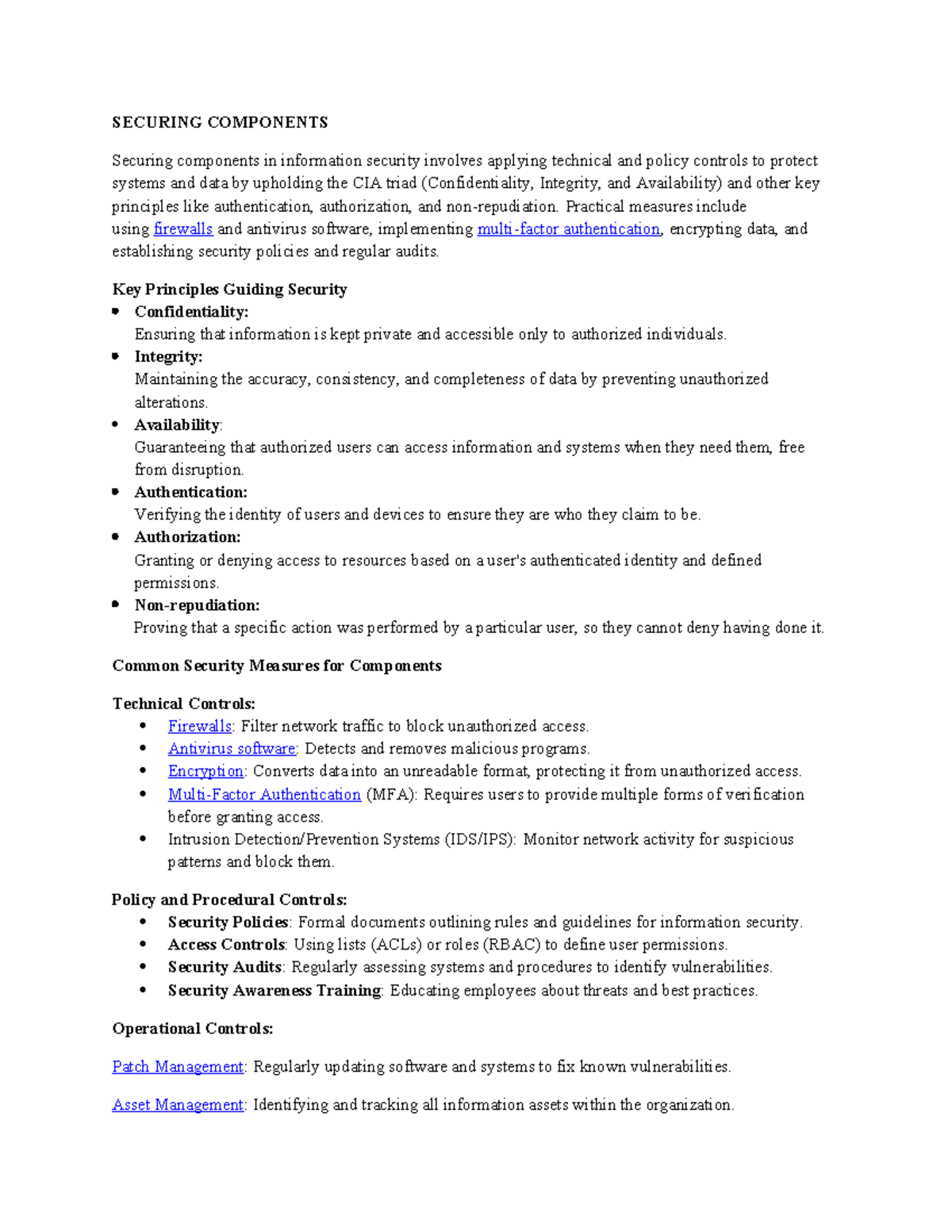 SEC 101: Securing Components - Key Principles & Measures Notes - Studocu