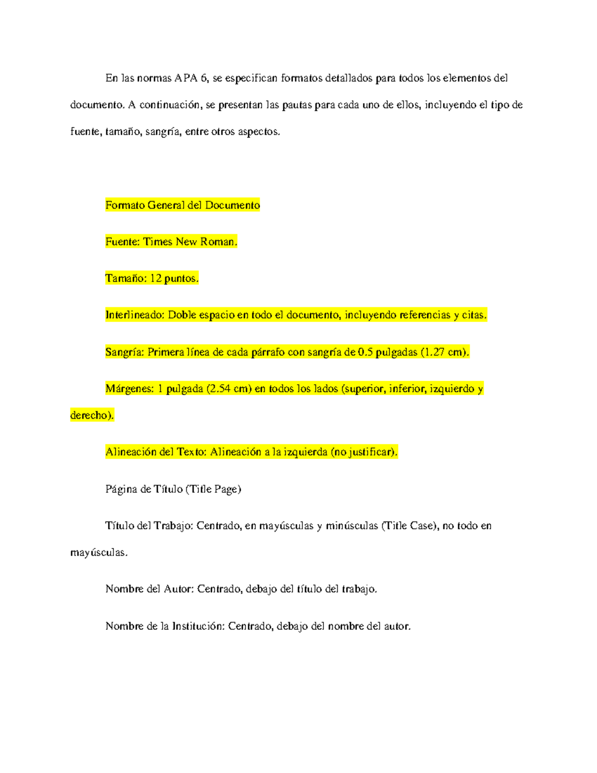 Guía de Formato APA 6: Normas y Ejemplos para Tareas - Studocu