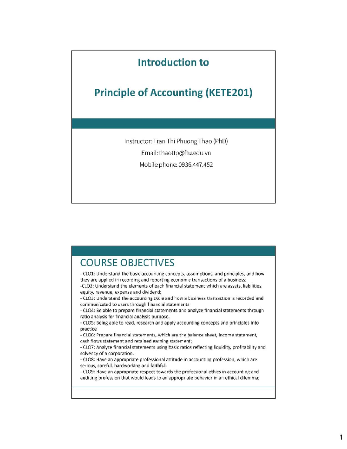 C1 - Principles of Accounting Overview and Key Concepts (KETE201) - Studocu