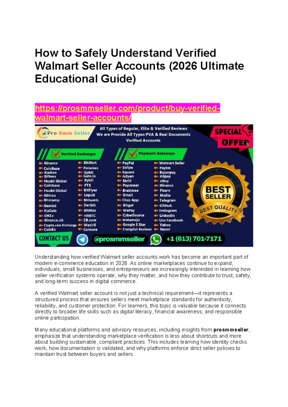Understanding Verified Walmart Seller Accounts: 2026 Educational Guide ...
