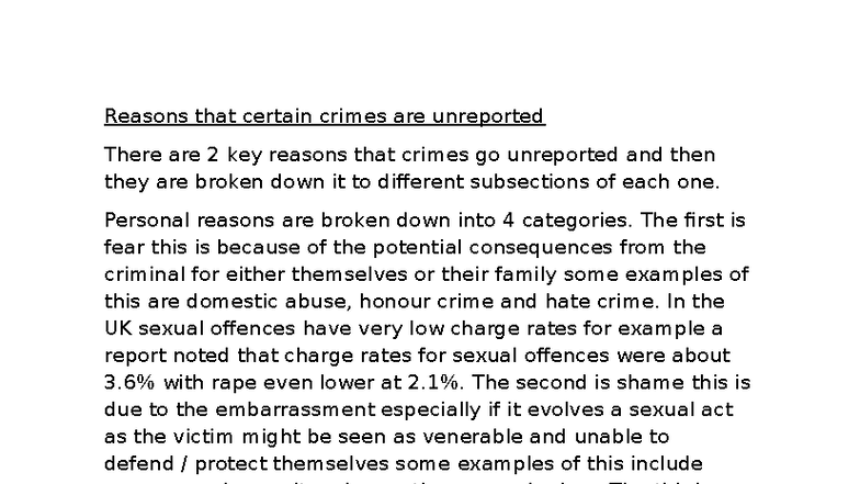 Unreported Crimes: Understanding the Dark Figure of Crime - Studocu