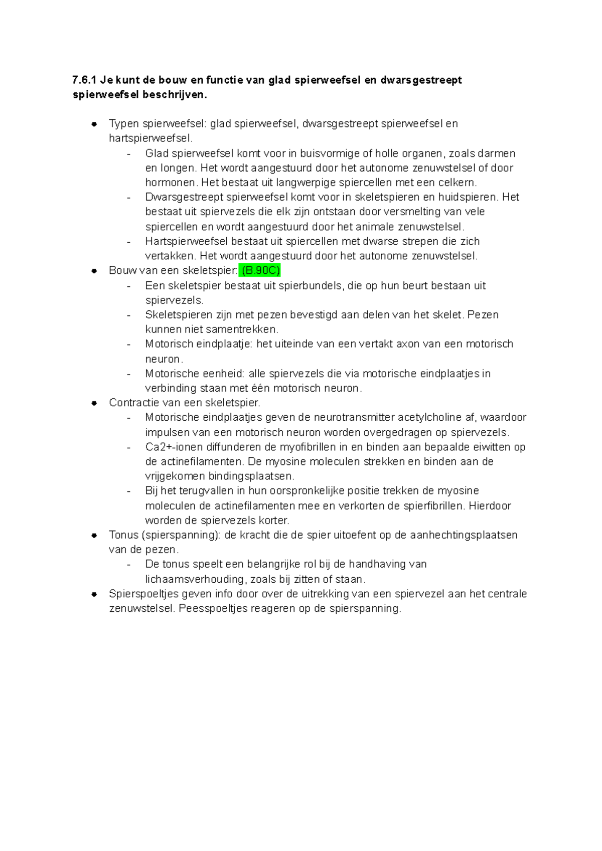 7.6 Samenvatting: Bouw en Functie van Spierweefsel in Biologie ...