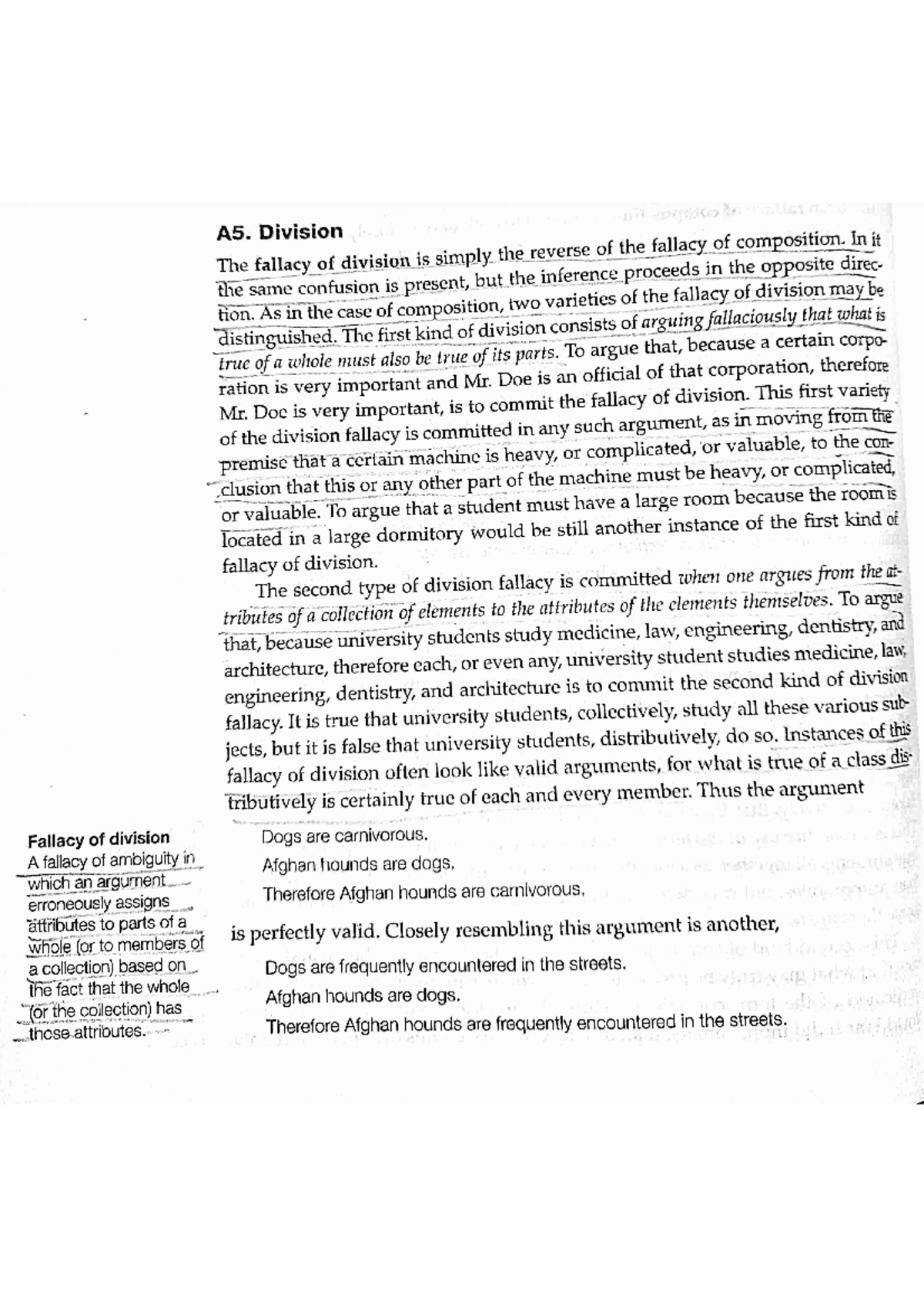 Division Fallacy - logic - Studocu