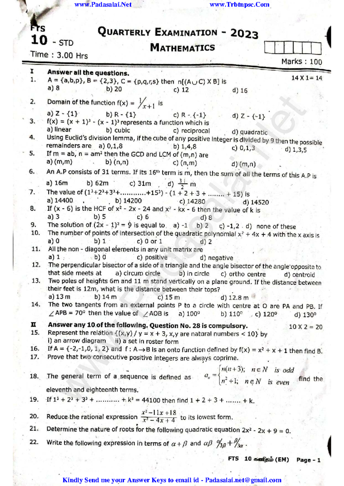 Padasalai.net Study Resources and Answer Keys - Studocu