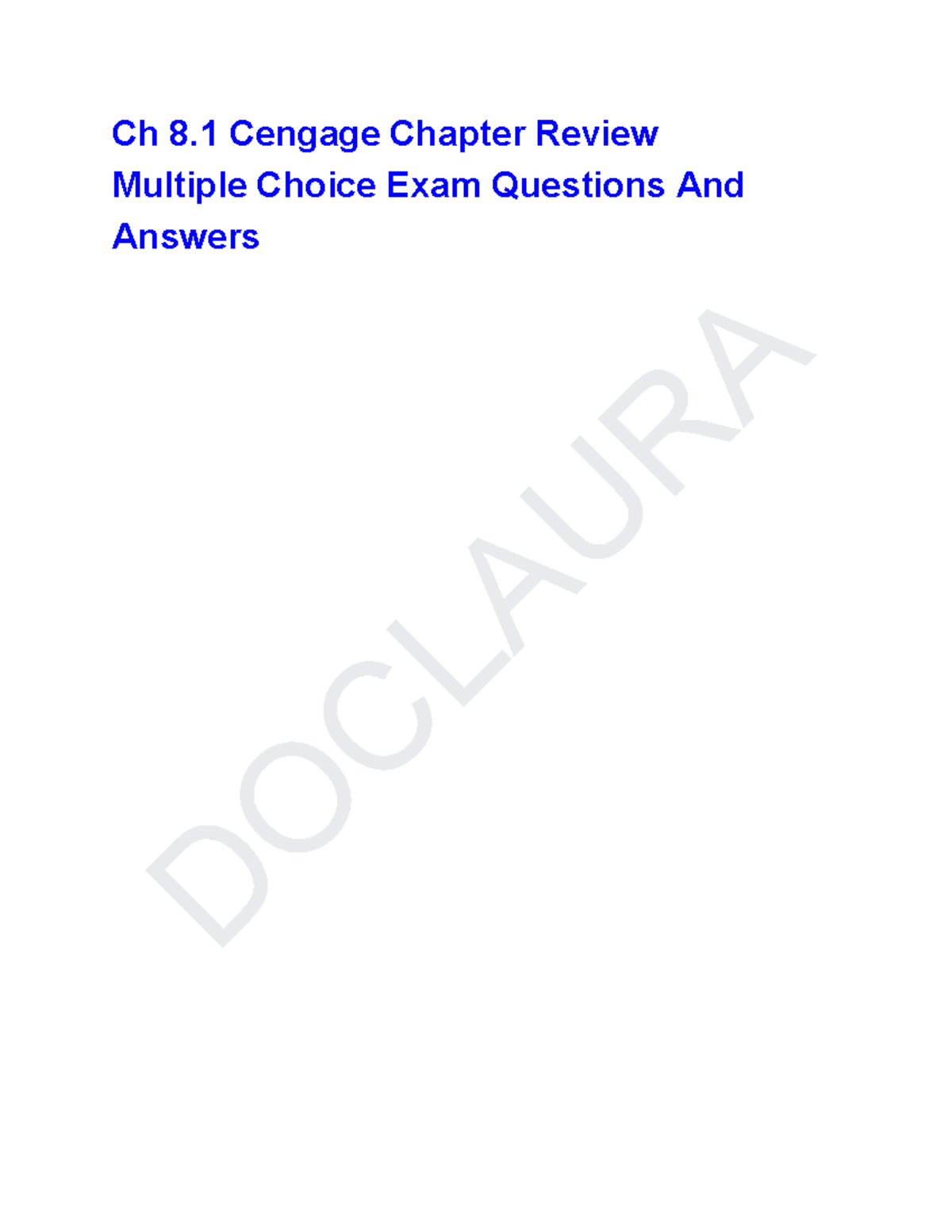 CENGAGE CH 8.1 Review: Multiple Choice Exam Q&A - Studocu
