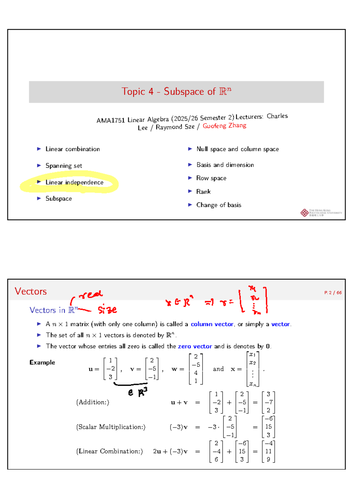 Lecture 3: Subspaces of Rn - AMA1751 Linear Algebra Notes - Studocu