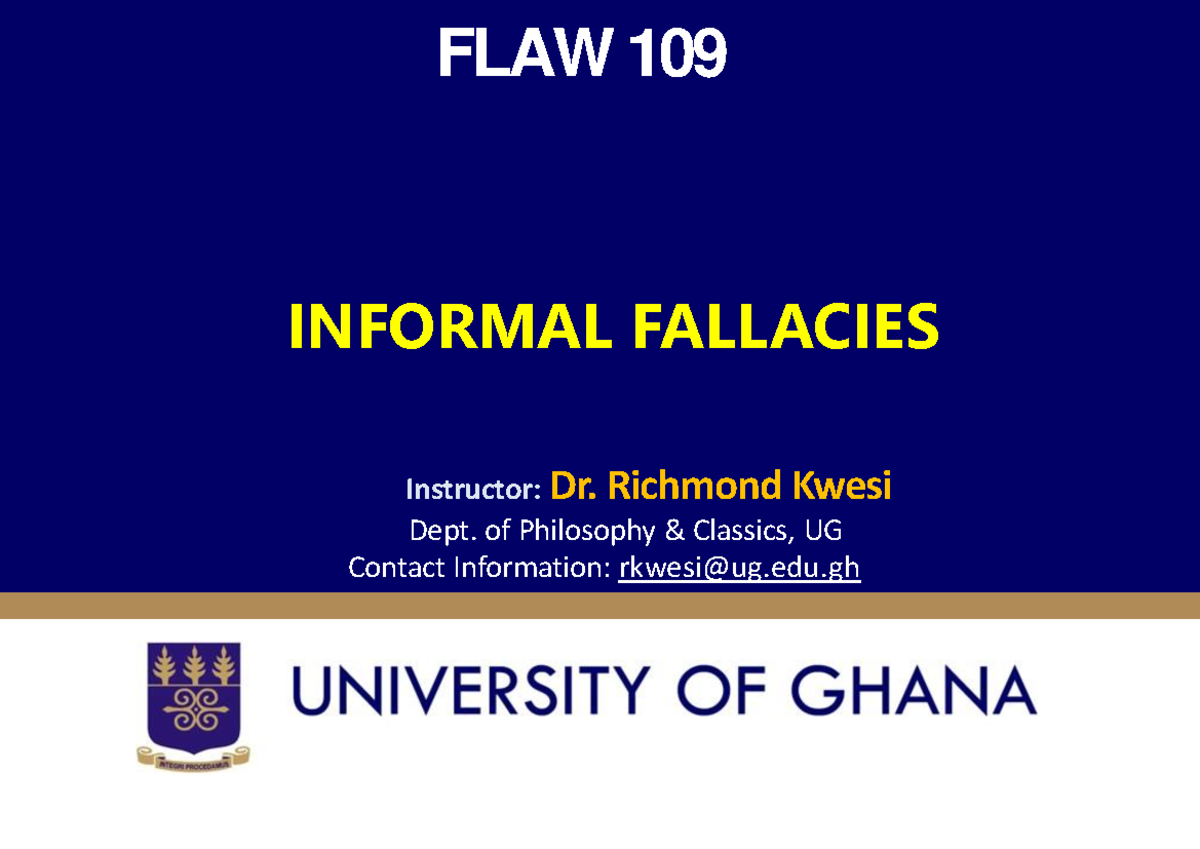 FLAW 109 - Informal Fallacies: Understanding Rhetorical Errors - Studocu