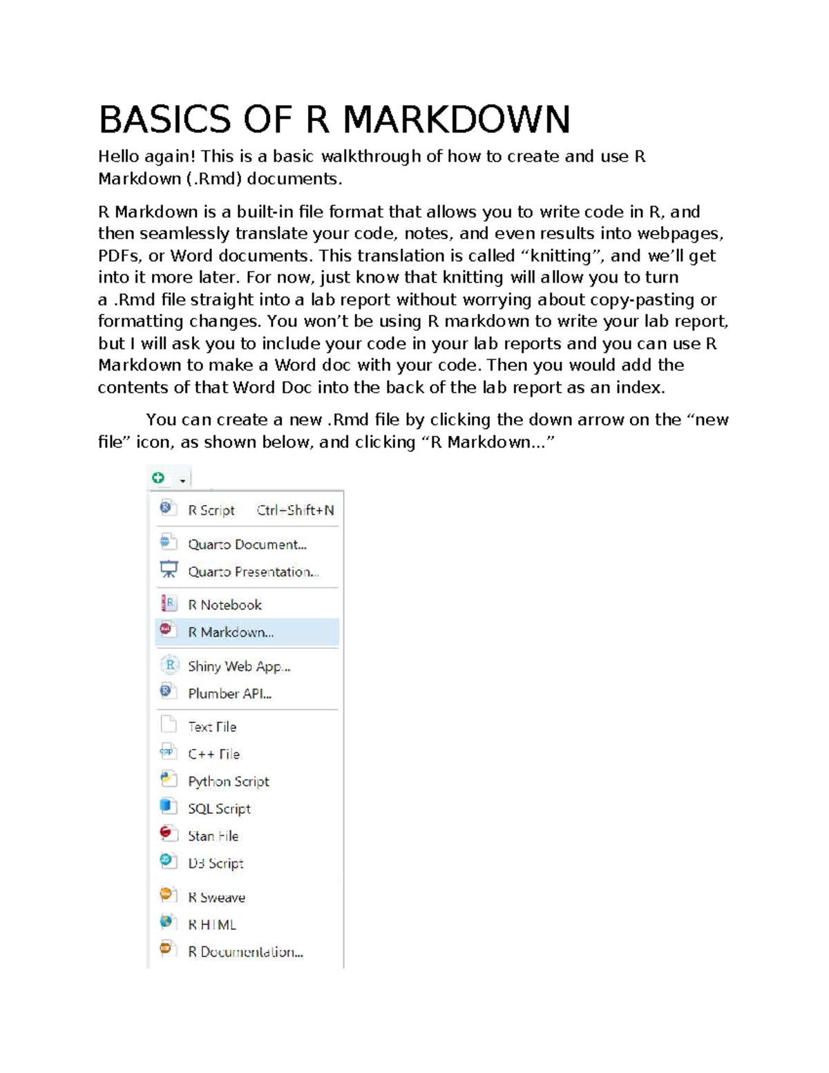 BASICS OF R MARKDOWN: A Guide to Creating .Rmd Files - Studocu