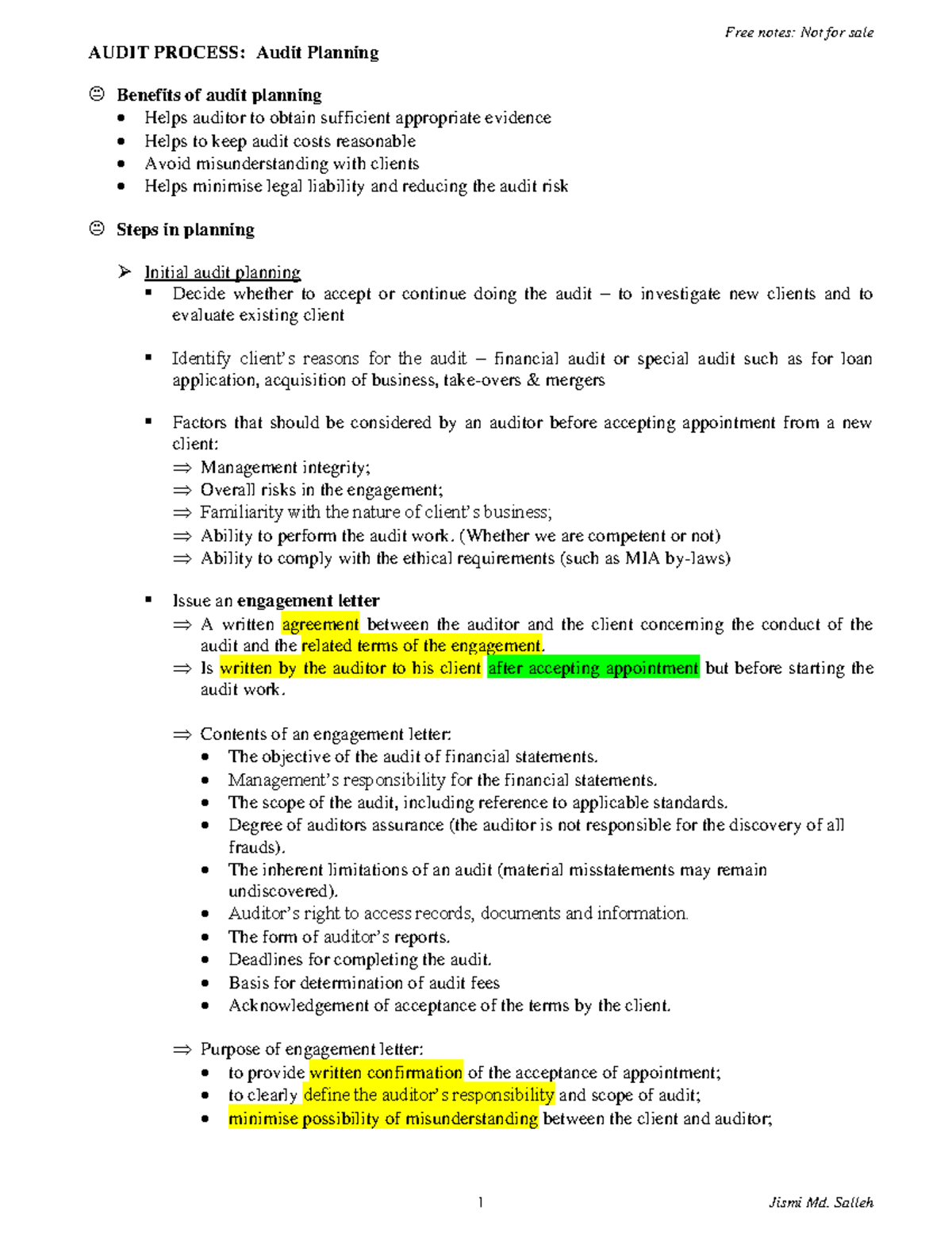 Audit Planning Notes (AI300) - Key Steps and Considerations - Studocu