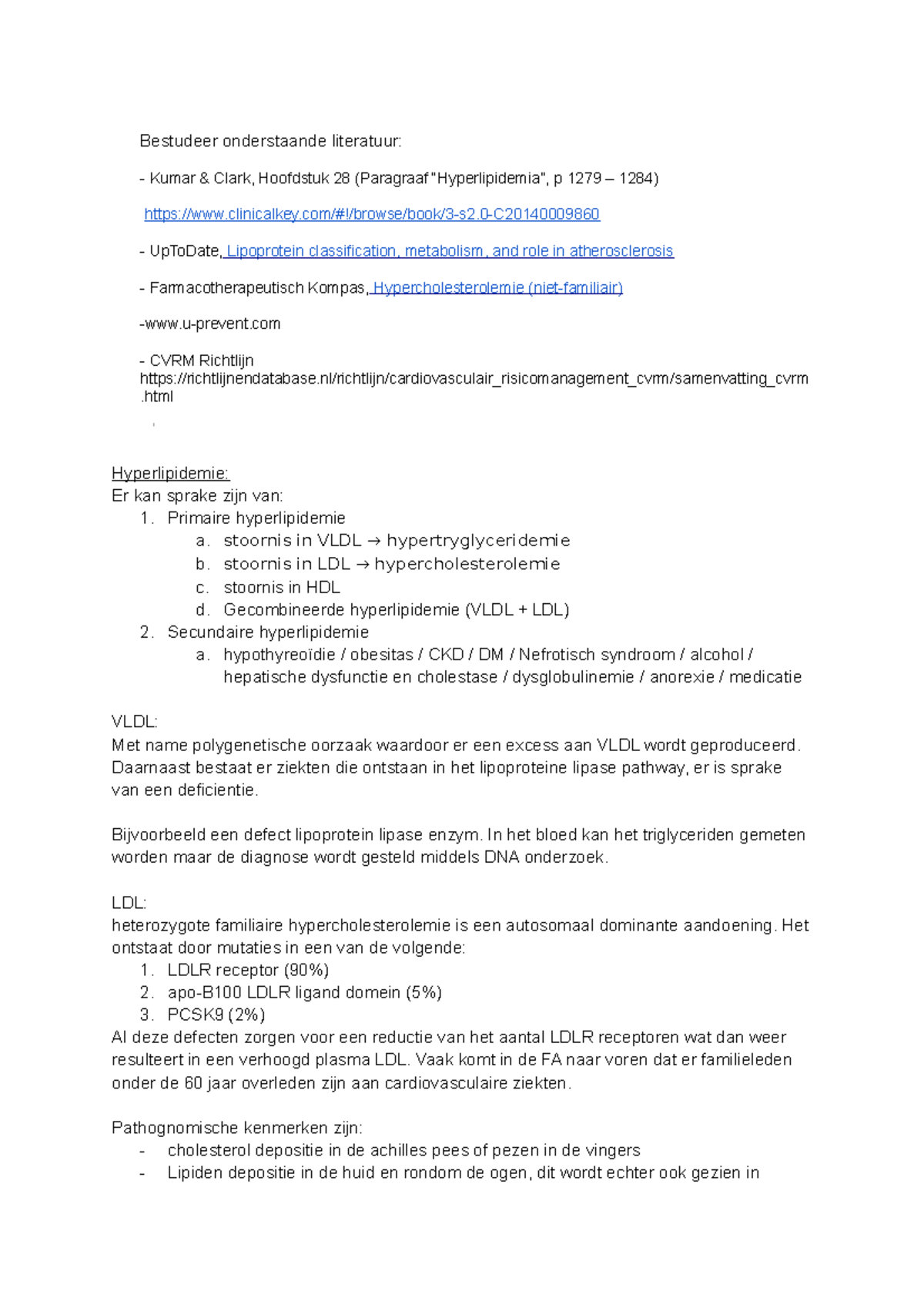 Zelfstudie Lipidenstoornissen: Hyperlipidemie en Behandelingen ...