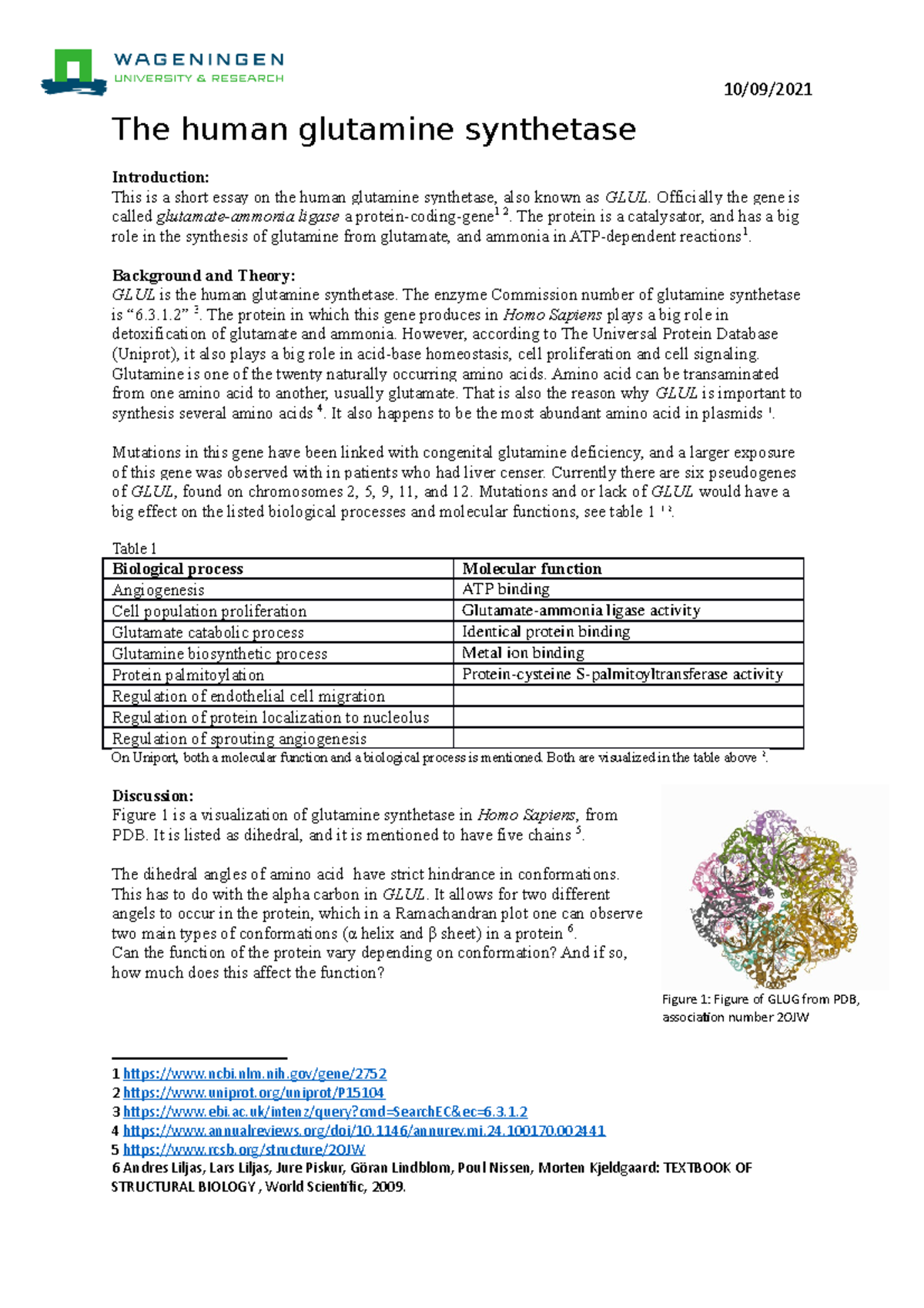 The human glutamine synthetase: individual assignment - Bioinformation ...