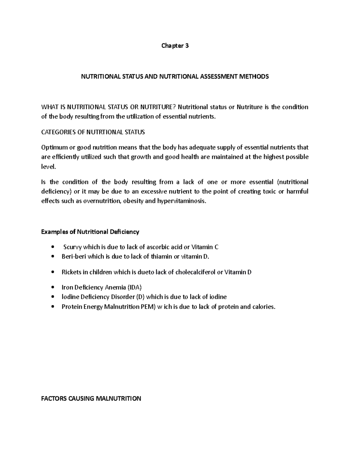 Chapter 3: Understanding Nutritional Status and Assessment Methods ...