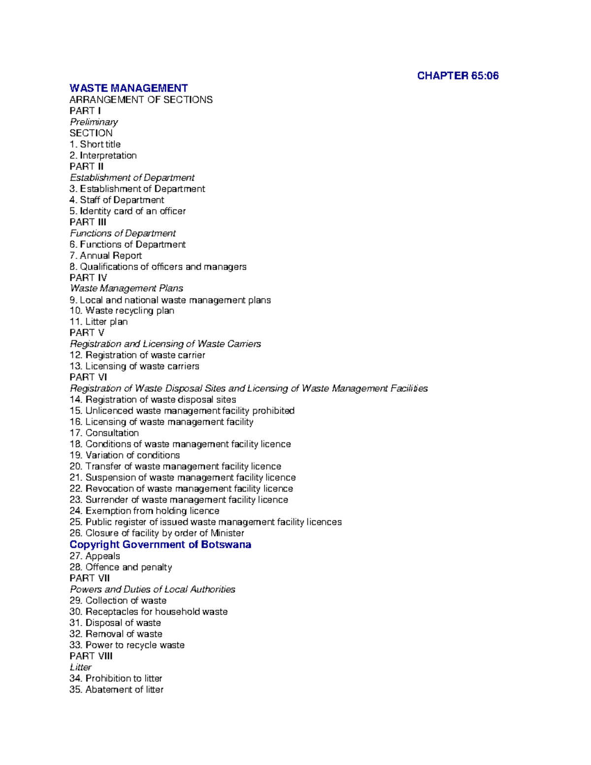 Waste Management Act - Comprehensive Overview and Notes - Studocu
