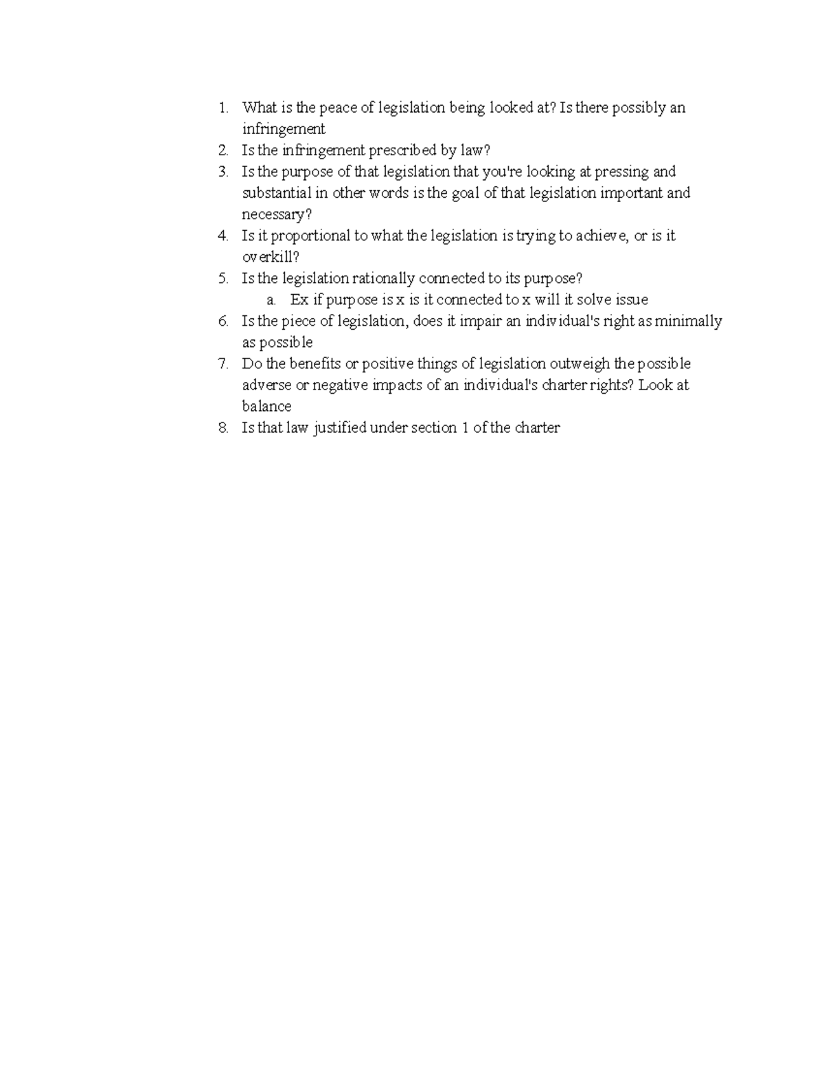 Oaks Test Analysis: Evaluating Legislation Under Section 1 - Studocu