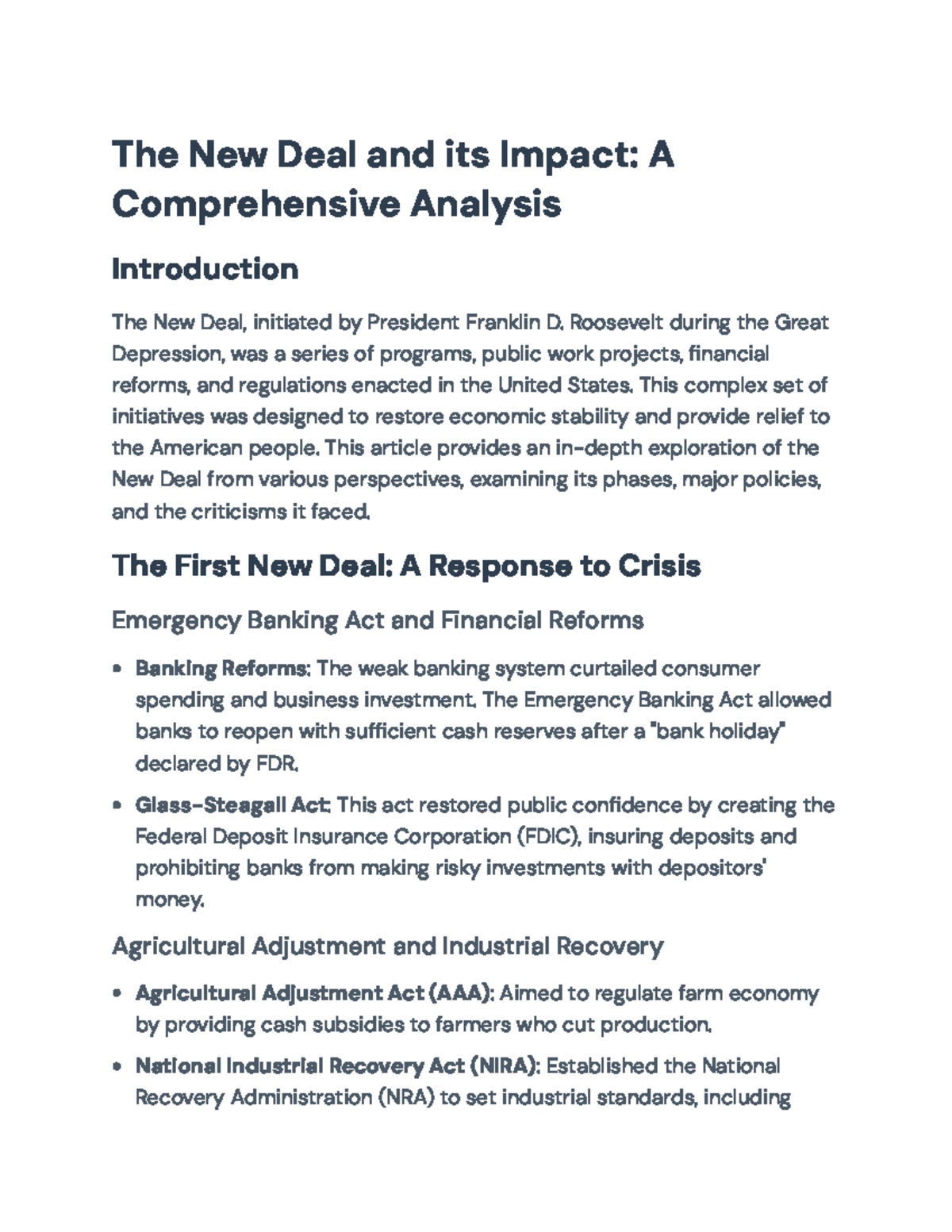 New Deal Policies and Their Lasting Impact: A Comprehensive Analysis ...