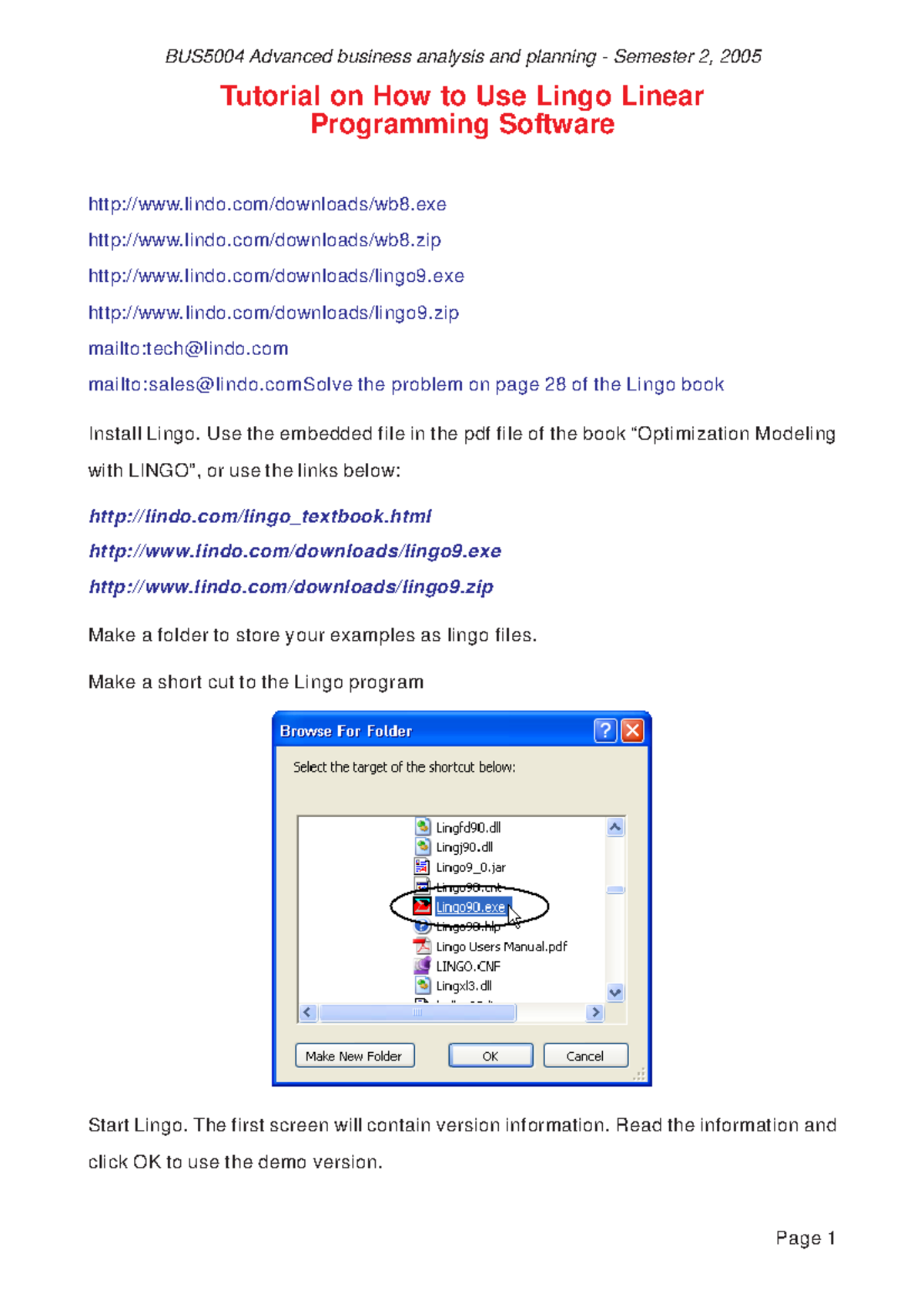 Tutorial on How to Use Lingo Linear Programming Software - Tutorial on ...