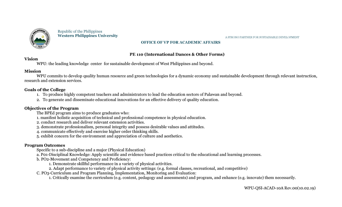 PE 110 Syllabus: International Dances and Other Dance Forms Overview ...