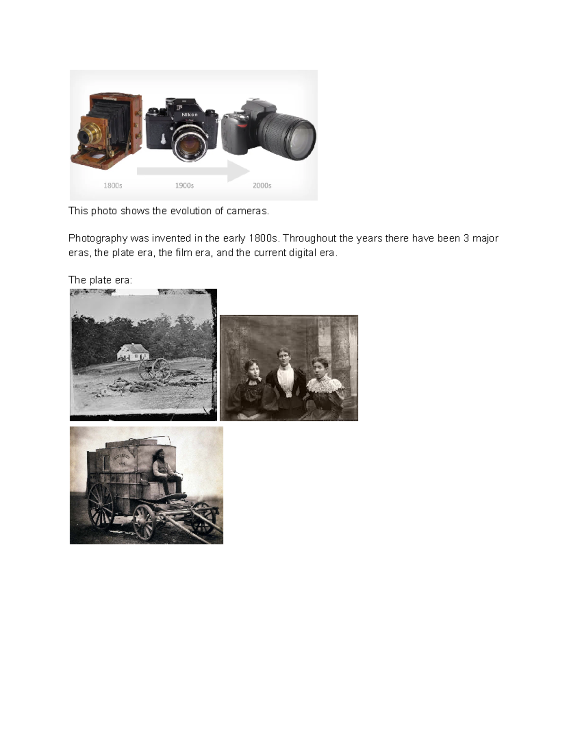 Unit 3 Lab: Evolution of Cameras through Eras (Plate, Film & Digital ...