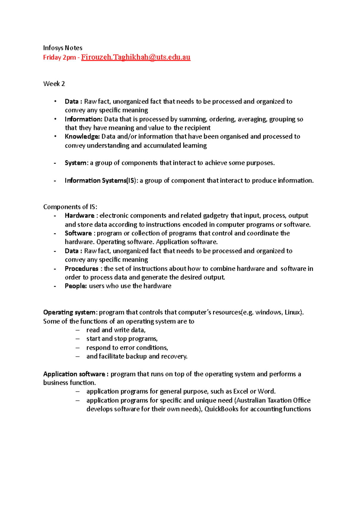 Infosys-Notes - Lecture material - Infosys Notes Friday 2pm - Firouzeh ...
