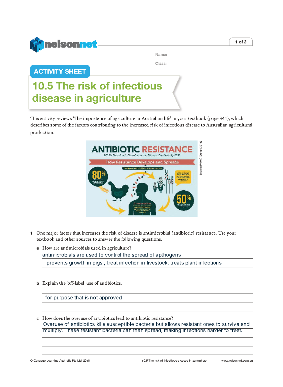 Activity Sheet 10.5: The Risk of Infectious Disease in Agriculture ...