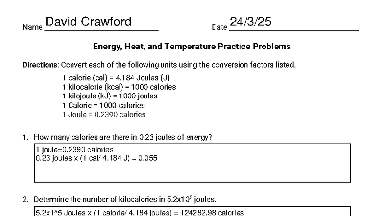 Energy, Heat, and Temperature Practice Problems (PHYS 101) - Studocu