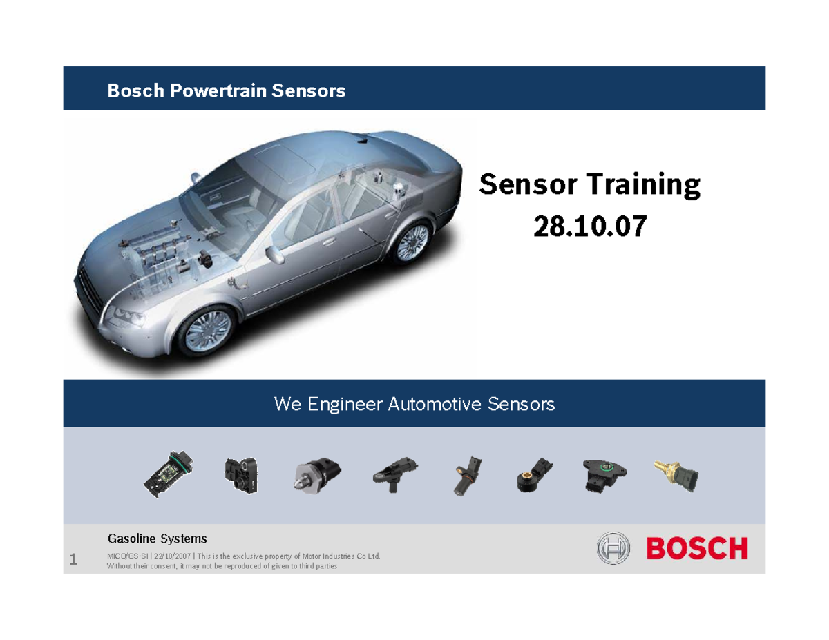 Bosch Powertrain Sensors Training Overview - Gasoline & Diesel Systems ...