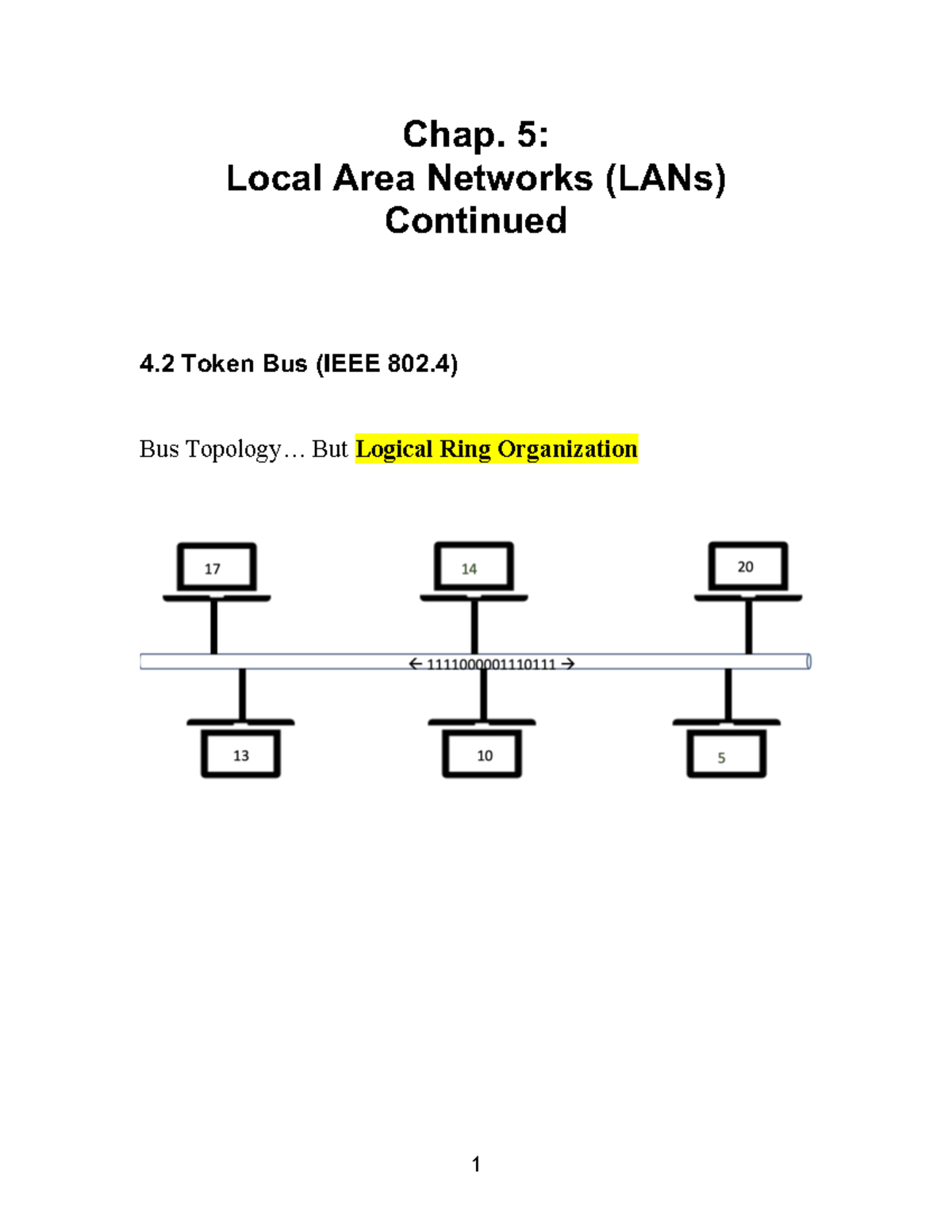 Lecture 11: Chap. 5 - Local Area Networks (LANs) & Token Protocols ...