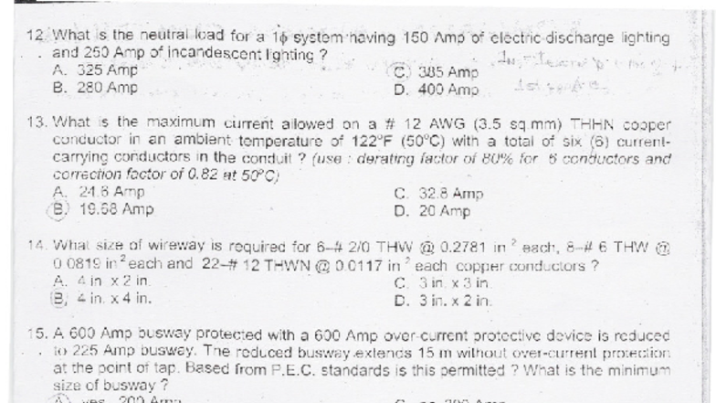 PEE066~1 - MCQs on Electrical Conductors and Load Calculations - Studocu