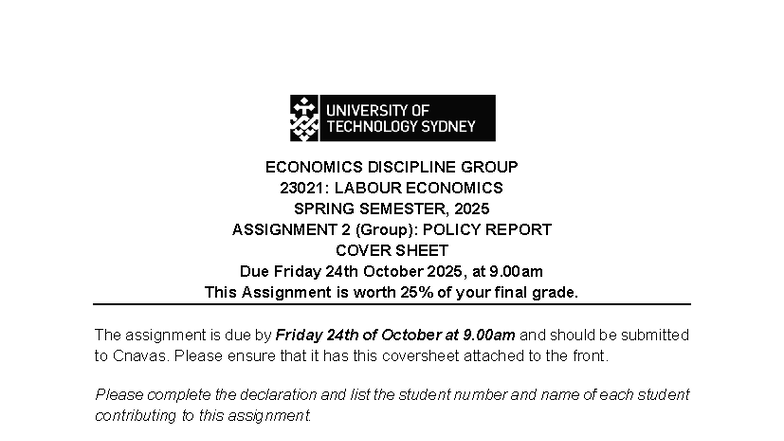 ECON 23021: Labour Economics Spring 2025 Assignment 2 Policy Report ...