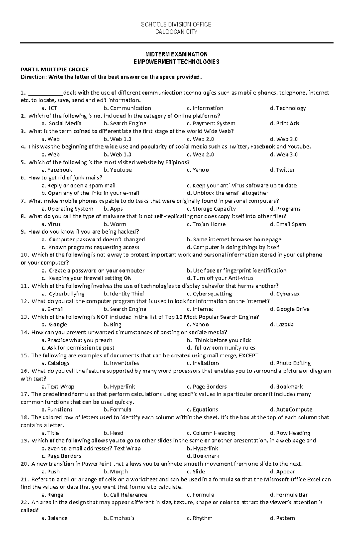 G12- Empowerment- Technologies - SCHOOLS DIVISION OFFICE CALOOCAN CITY ...