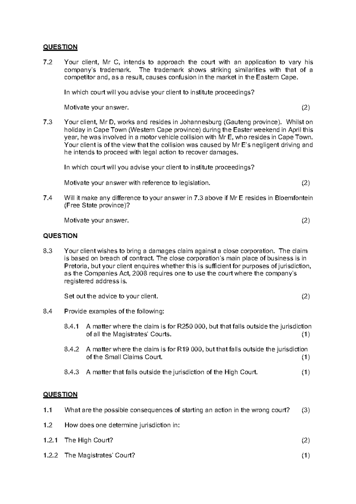 A3 - Legal Jurisdiction Notes for Court Proceedings - Studocu