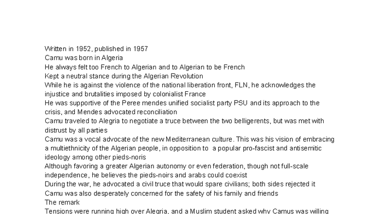 Exploring Absurdity and Human Experience in Camus' Philosophy (ENG 101 ...