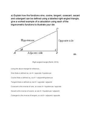 Unit 8 - Trigonometry - Distinction - Unit 8 - Trigonometry Assignment ...
