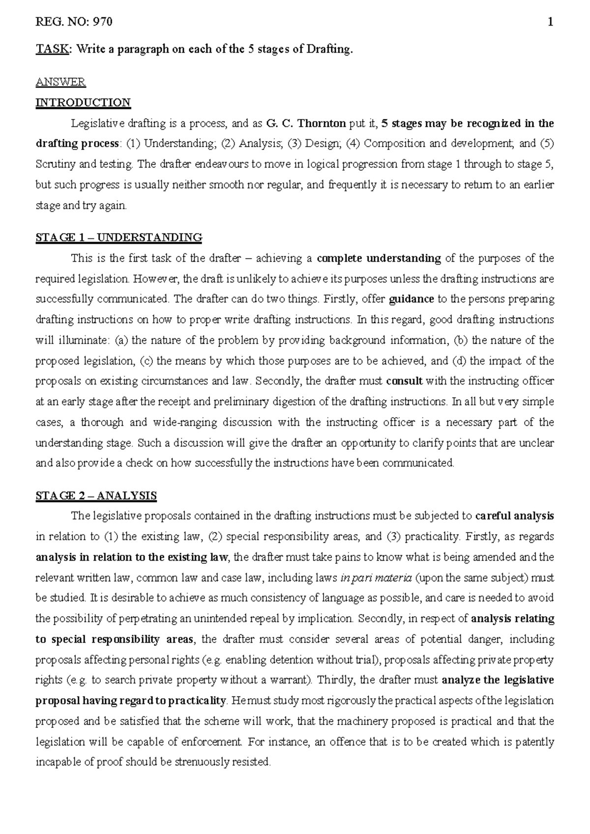 Legislative Drafting: 5 Stages Analysis & Development Techniques - Studocu